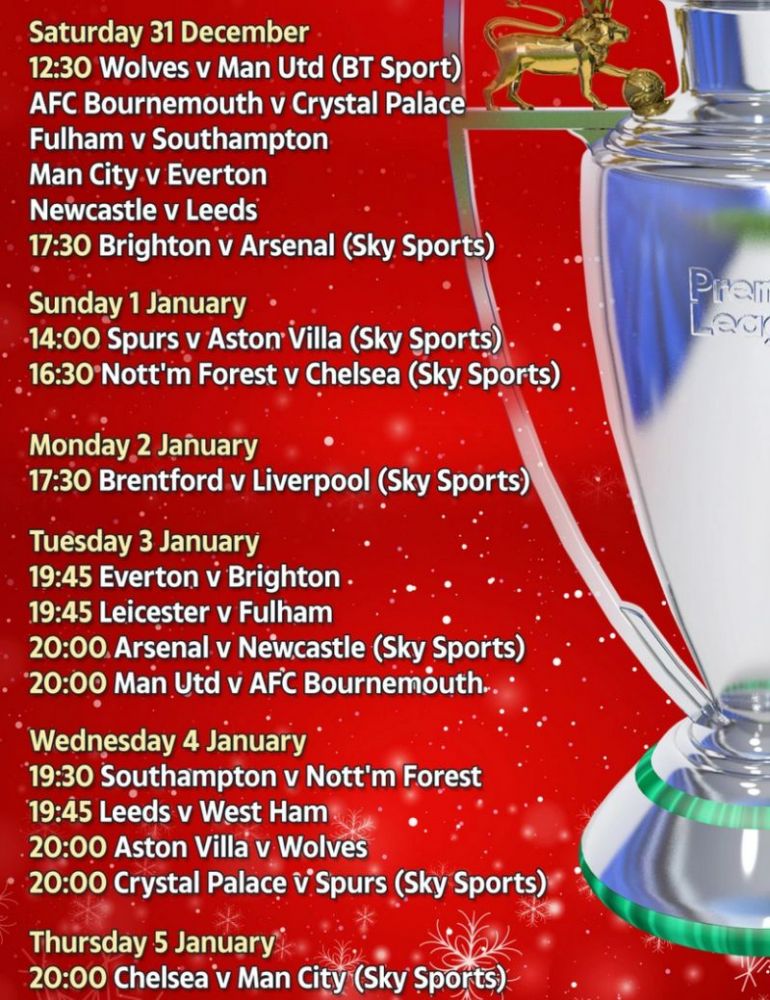 Revealed: Spurs' festive fixture schedule [image] - The Boy Hotspur